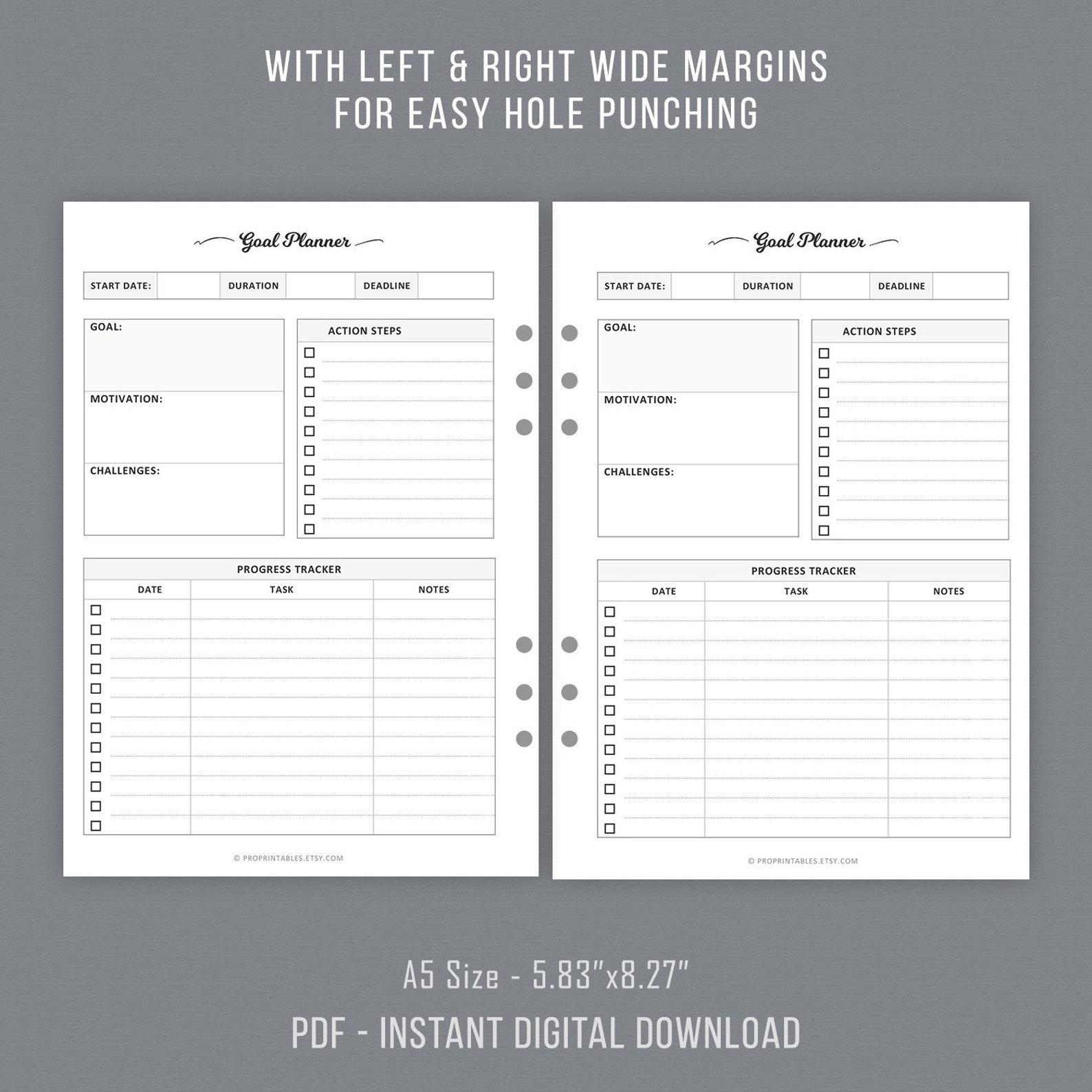 Goal Planner, Goal Tracker, Filofax Planner Inserts, Project Tracker ...