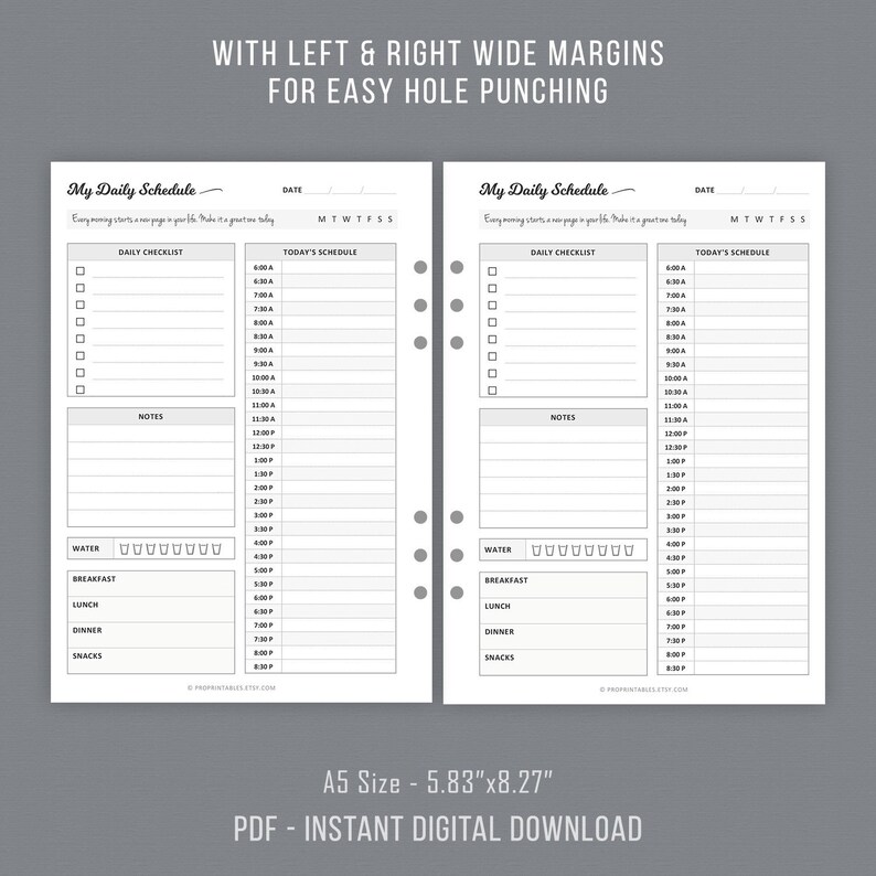Hourly Planner Inserts, Timed Planner Printable, Daily Schedule, Day ...