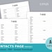 Contacts Page Printable, Contact Sheet, Address Book, Business Contacts ...