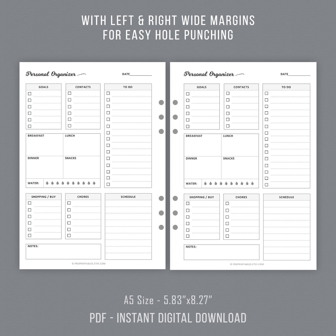 Personal Organizer, Daily Planner Printable Pages, Day Organizer, to Do ...