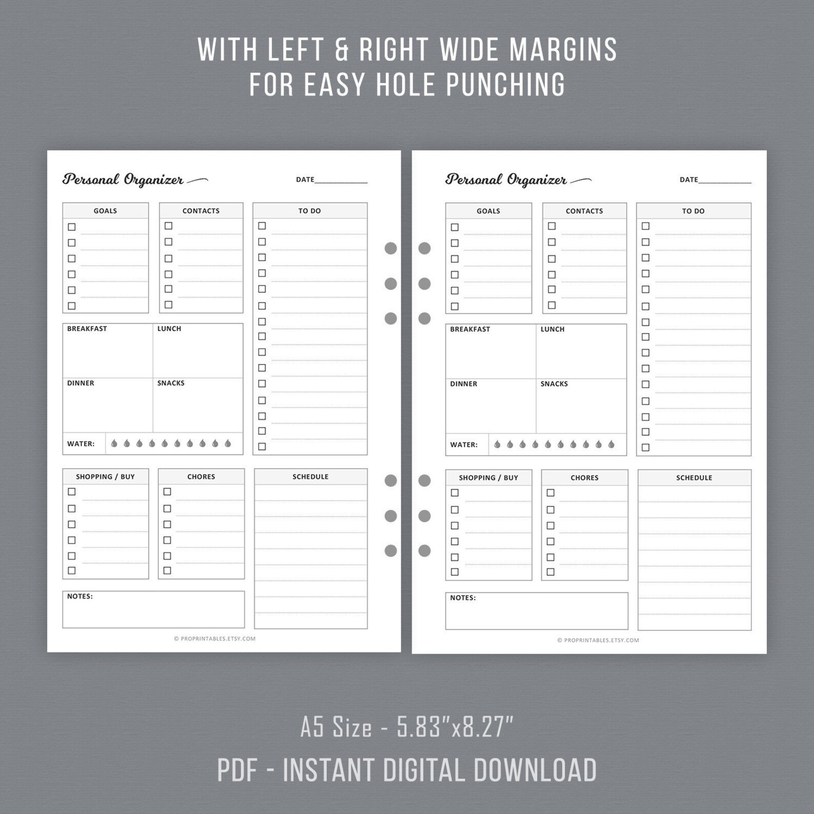 Personal Organizer, Daily Planner Printable Pages, Day Organizer, to Do ...