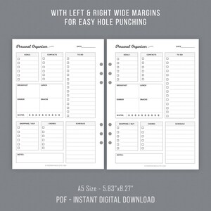 Personal Organizer, Daily Planner Printable Pages, Day Organizer, to Do ...
