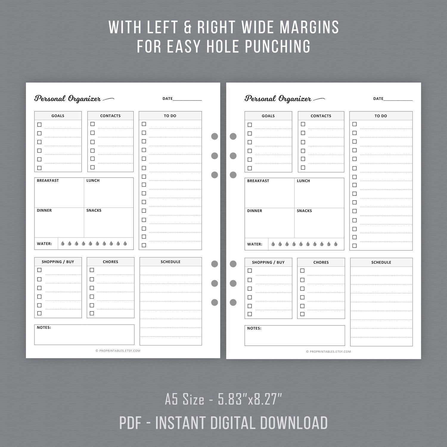 Personal Organizer, Daily Planner Printable Pages, Day Organizer, to Do ...