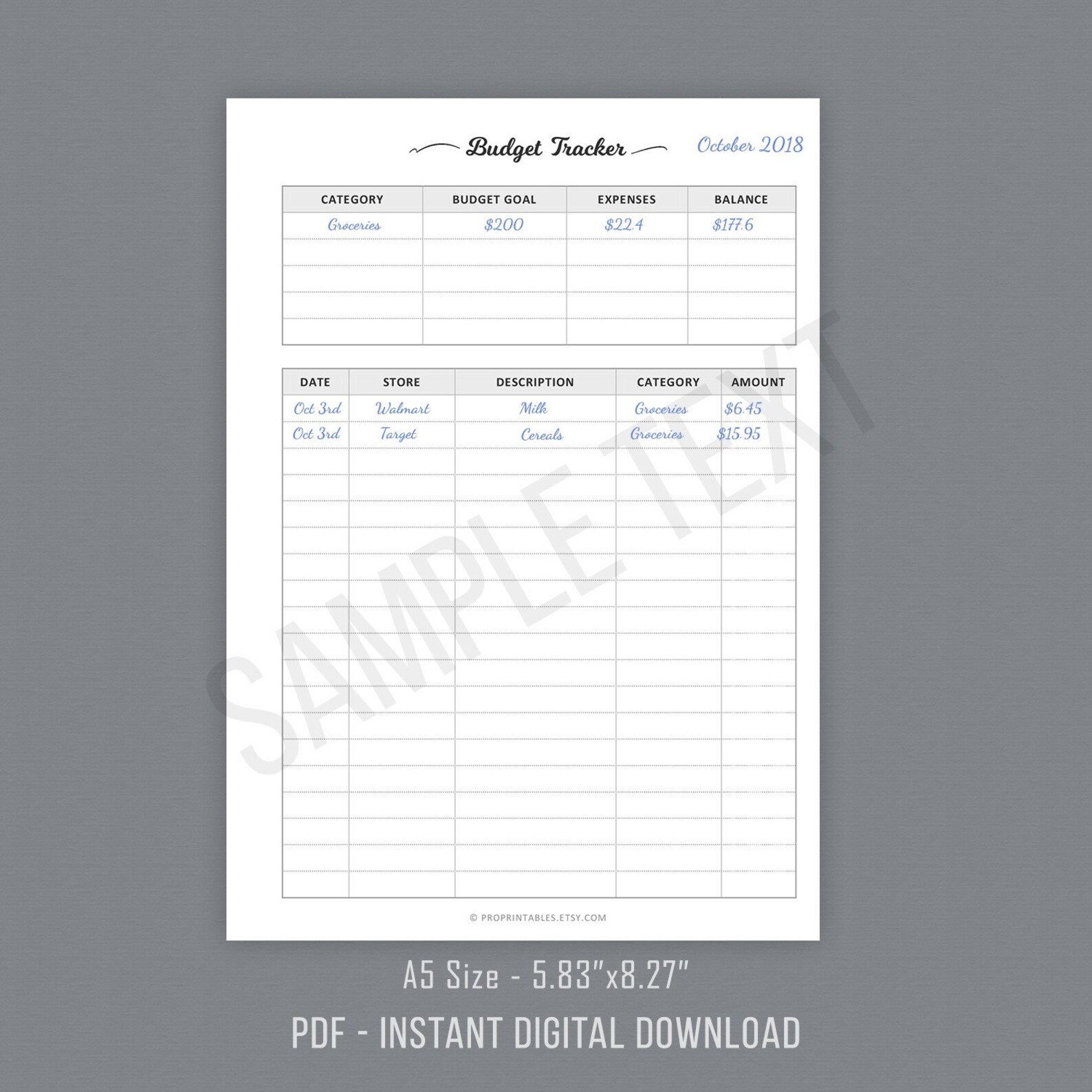 Budget Tracker Planner Sheet Printable, Finance Goal Tracker, Expense ...