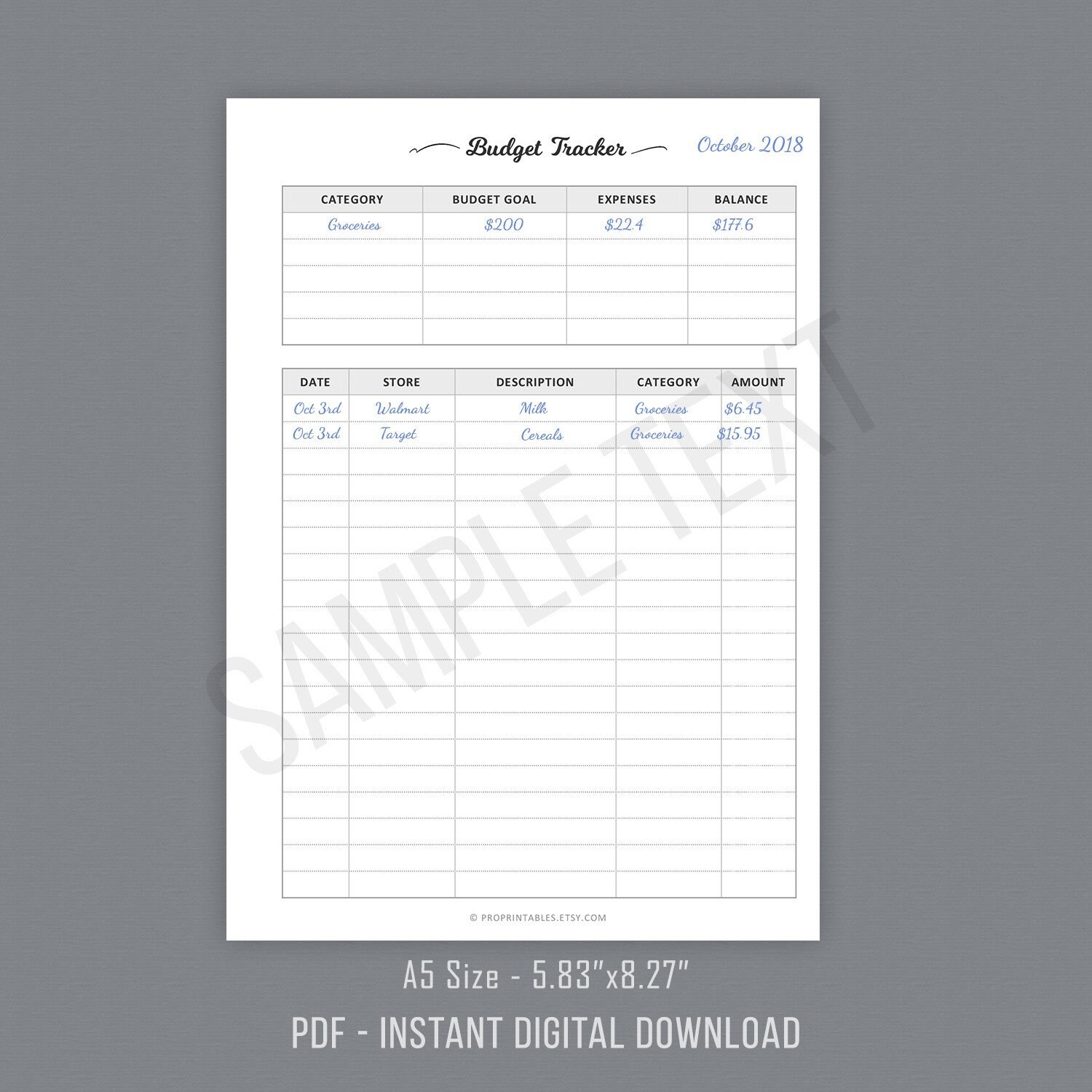 Budget Tracker Planner Sheet Printable, Finance Goal Tracker, Expense ...