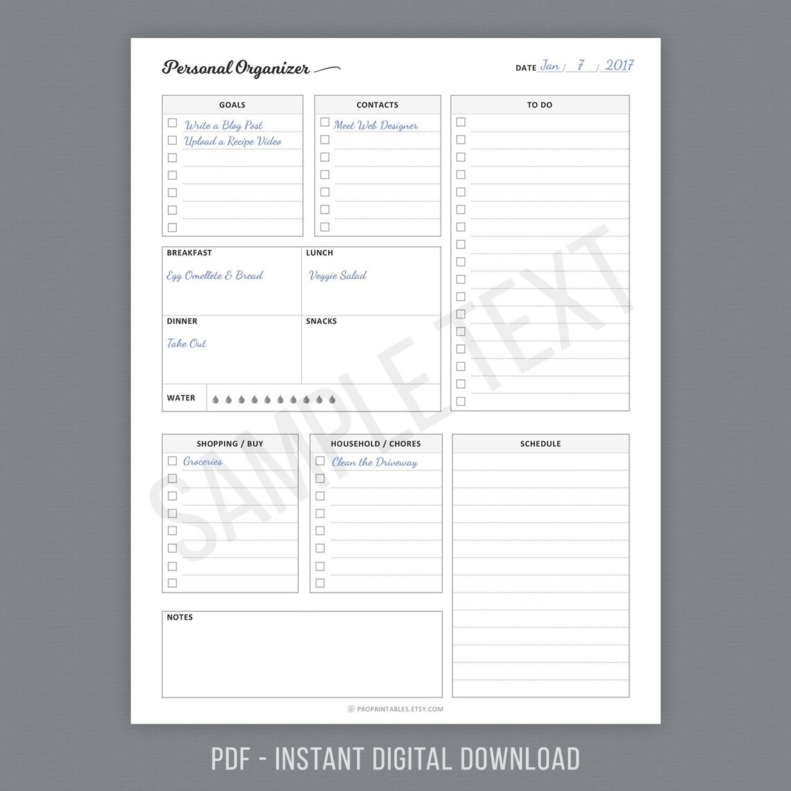 Personal Organizer, Daily Planner, Personal Planner Printable, to Do ...