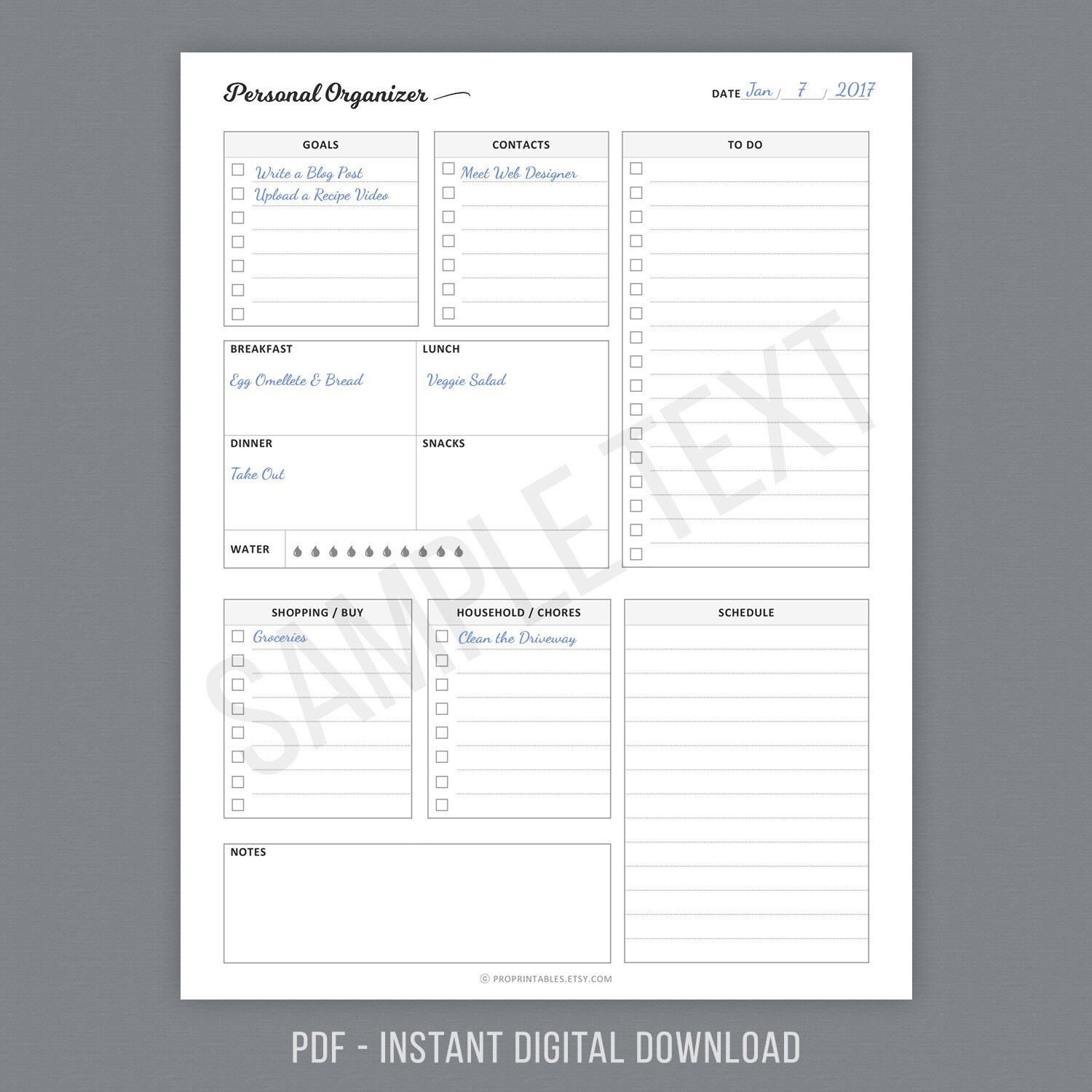 Personal Organizer, Daily Planner, Personal Planner Printable, to Do ...