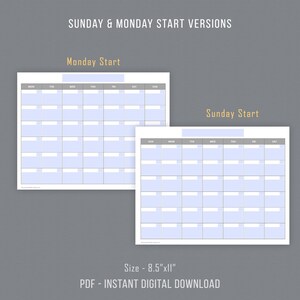 Editable Calendar Templates, Editable PDF, Printable Calendar, Monthly ...