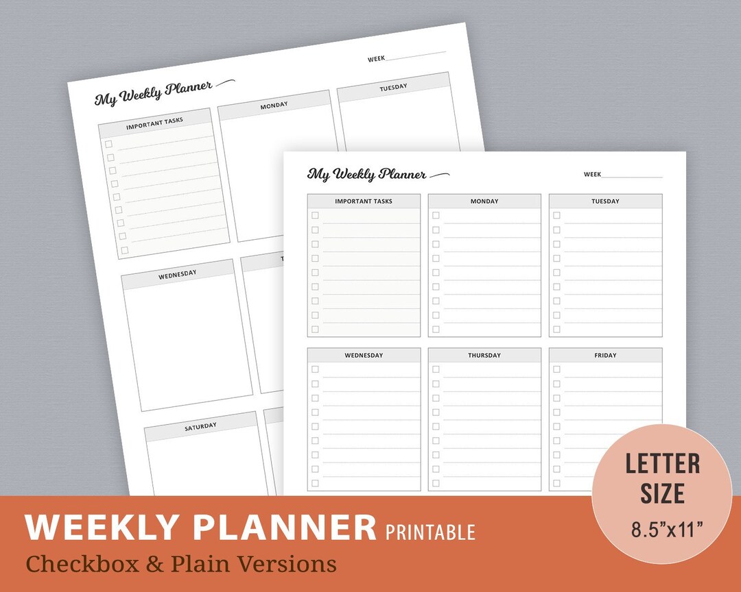 Weekly Planner, Weeks Plan, Weekly Schedule, Week Organizer, to Do List ...