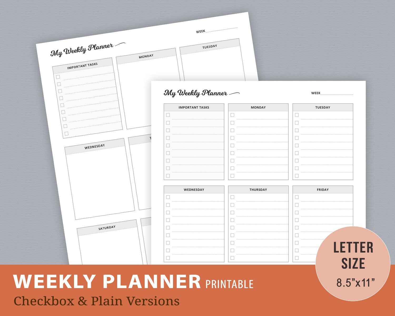 Weekly Planner, Weeks Plan, Weekly Schedule, Week Organizer, to Do List ...