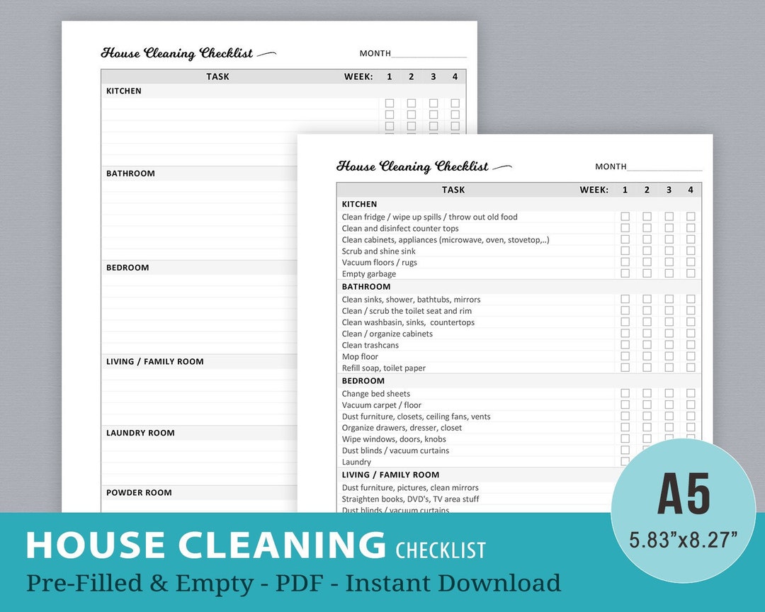 House Cleaning Chores Checklist, Cleaning Schedule, Chore Chart, House ...