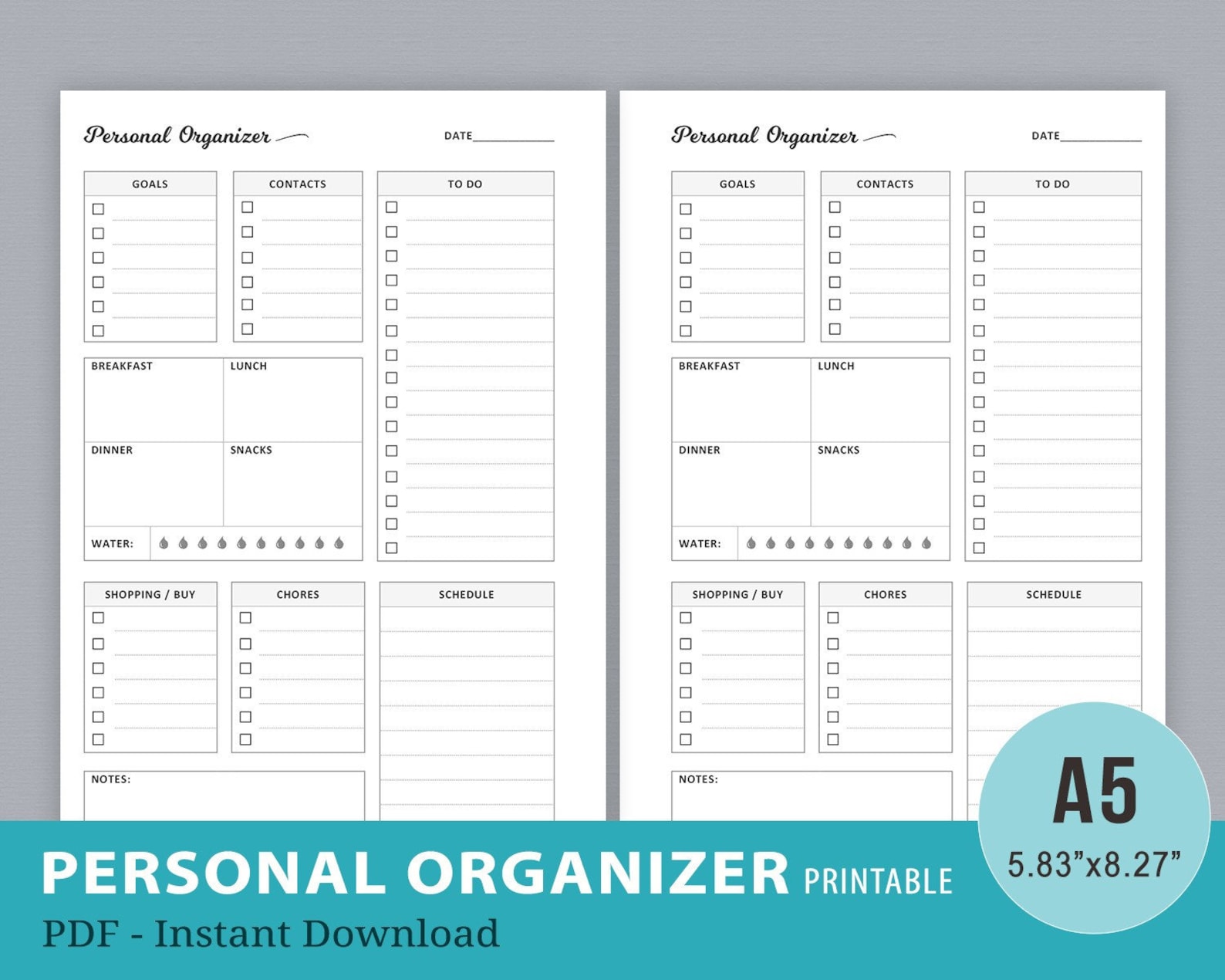 Personal Organizer, Daily Planner Printable Pages, Day Organizer, to Do ...