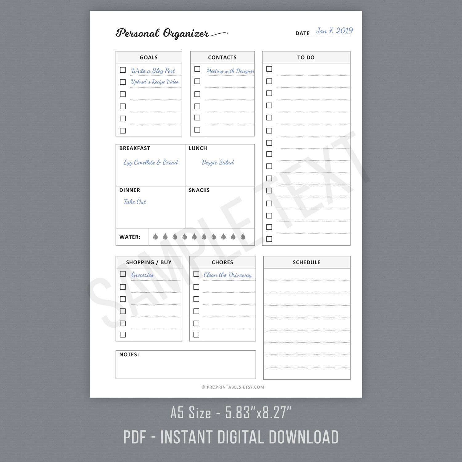 Personal Organizer, Daily Planner Printable Pages, Day Organizer, to Do ...