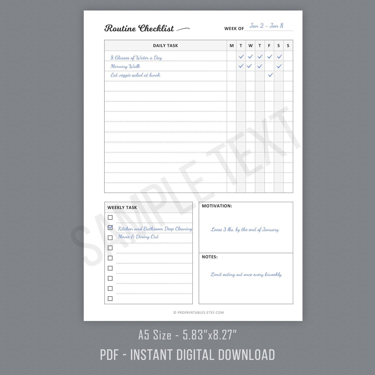 Daily Routine Checklist Printable, Morning Routine Chart, Weekly Chores ...