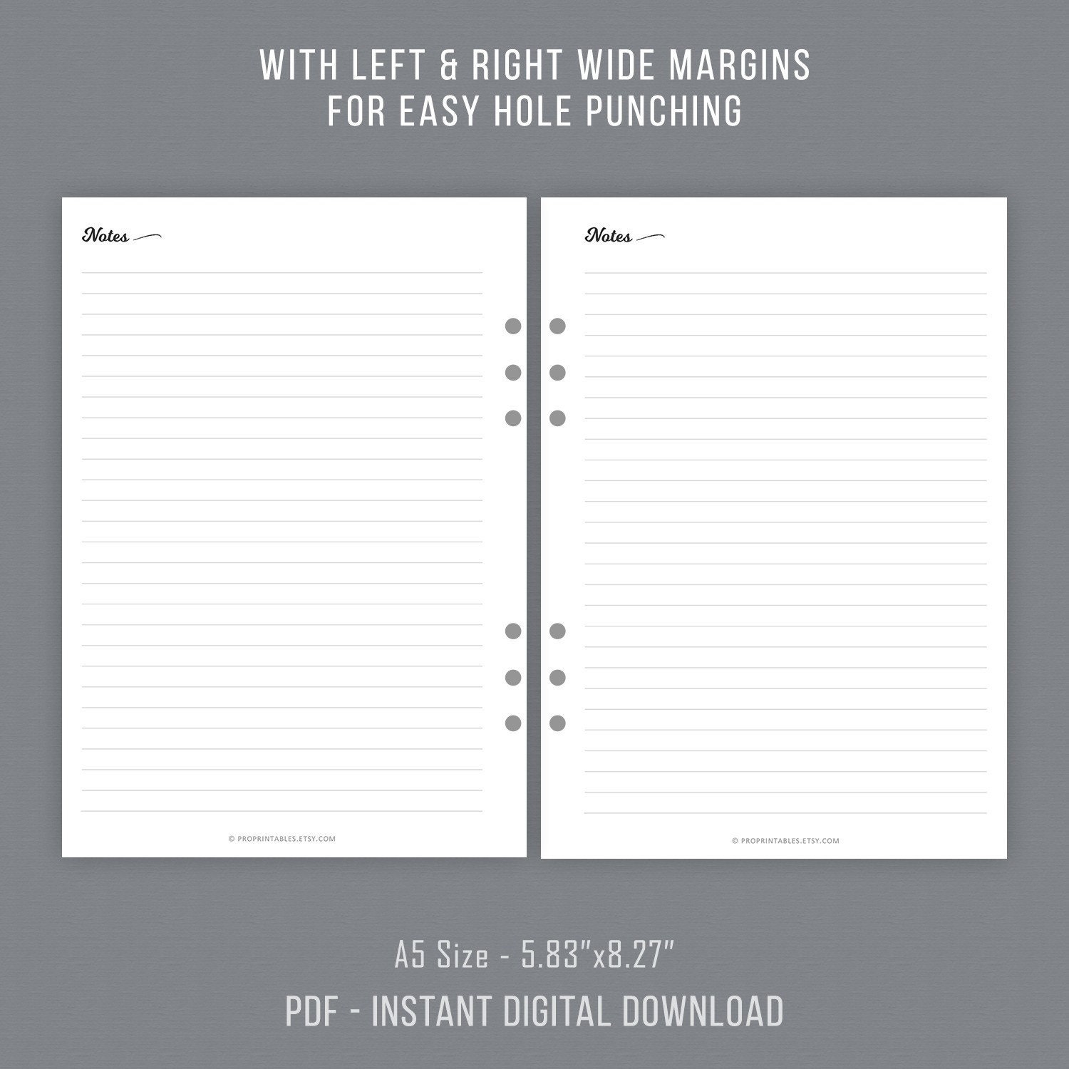 Notes Page Template, Notebook Pages Printable, Grid Notes, Filofax ...