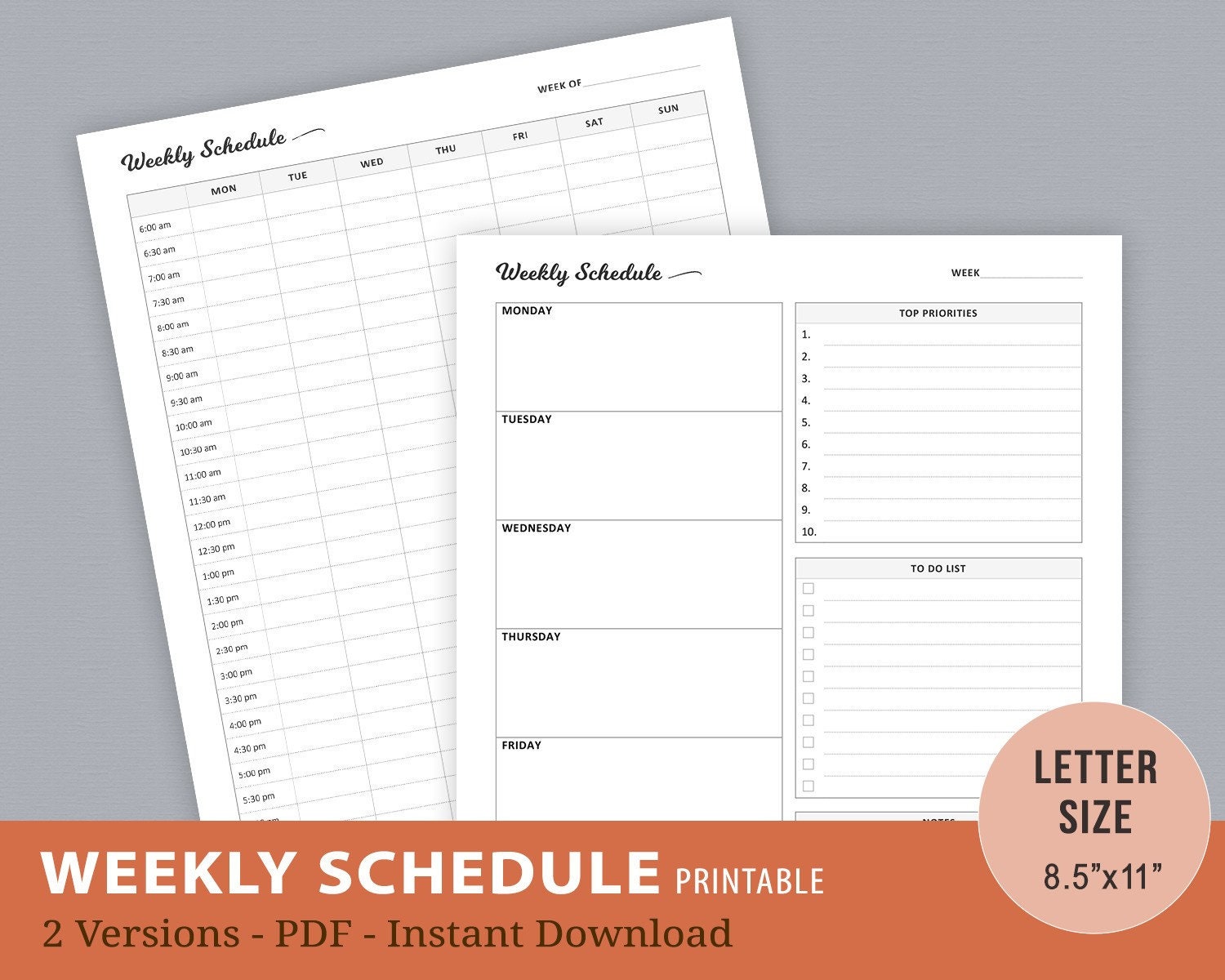 Weekly Schedule, Weekly Planner Printable, Work Planner, Family Planner ...