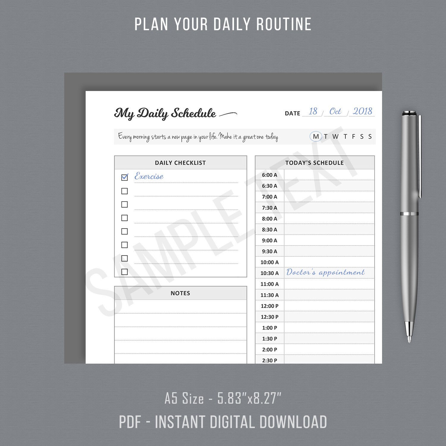Hourly Planner Inserts, Timed Planner Printable, Daily Schedule, Day ...