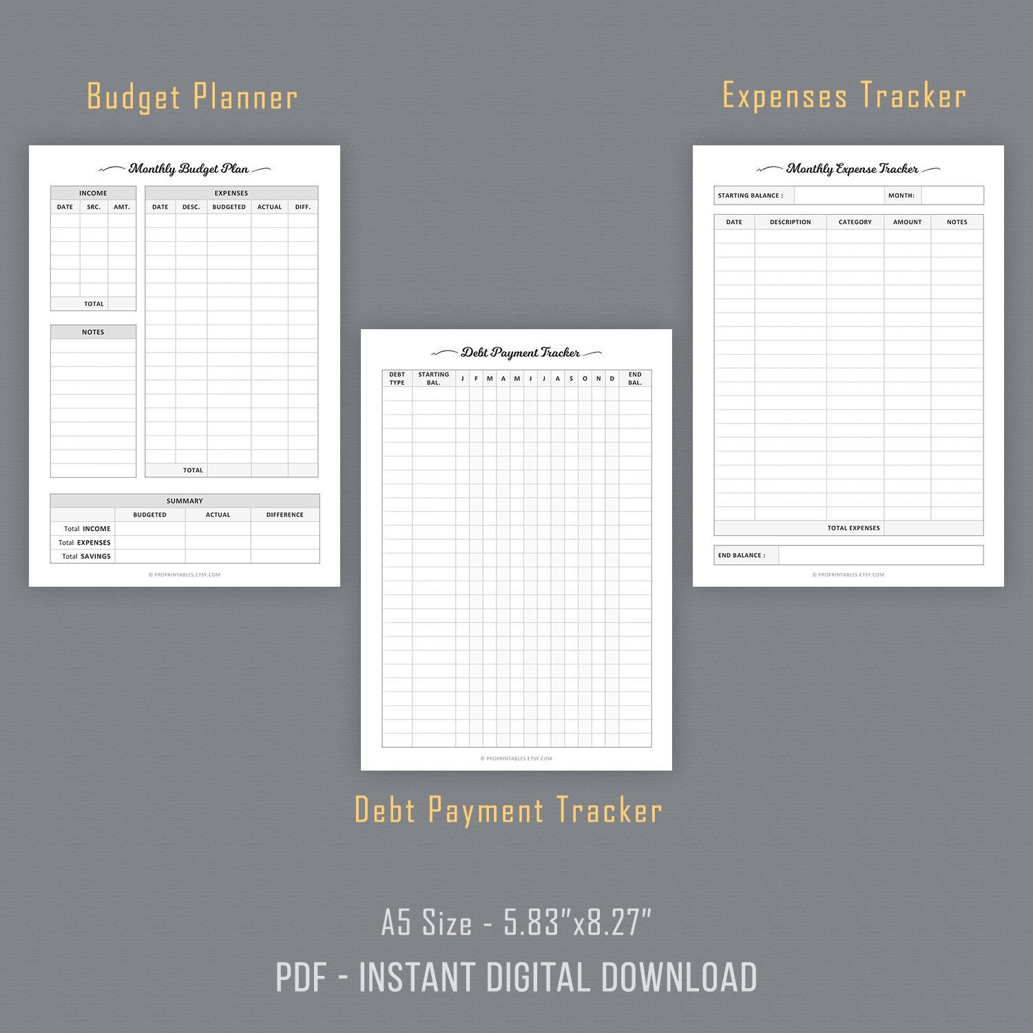 Finance & Budget Planner, Budget Tracker Printable Refills, Debt ...