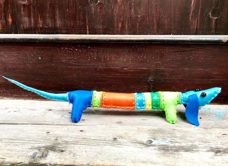 Echtleder Waldi reloaded Olympia Oly 1972 Leder Deko Dackel Dachshund ...