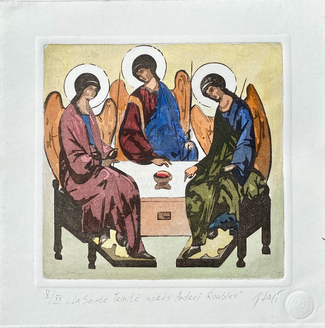 Original Engraving "holy Trinity After Andrei Rublev" - Etsy