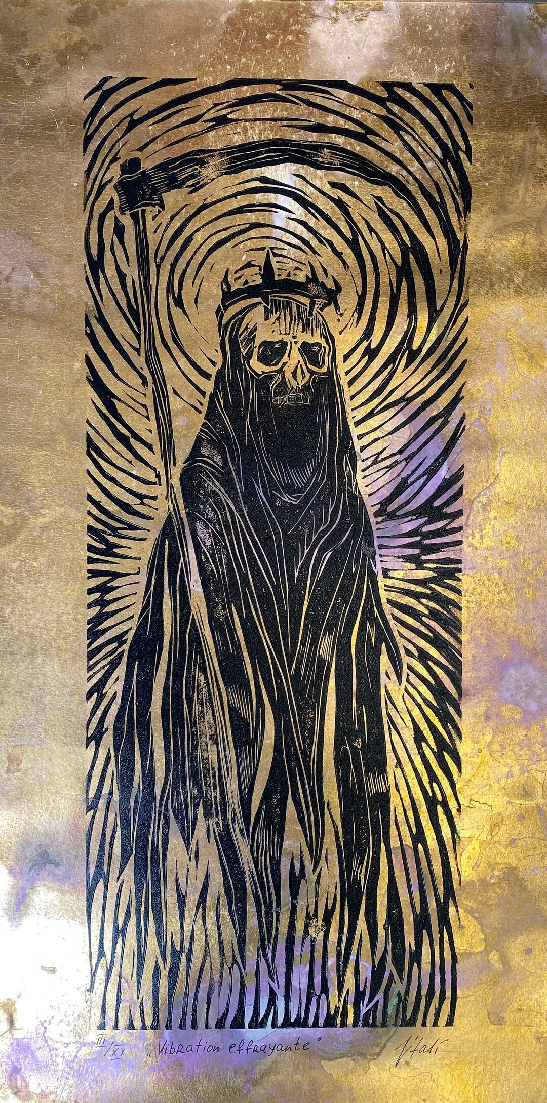 Original Linocut Print "scary Vibration". Hand-pulled, Numbered and ...