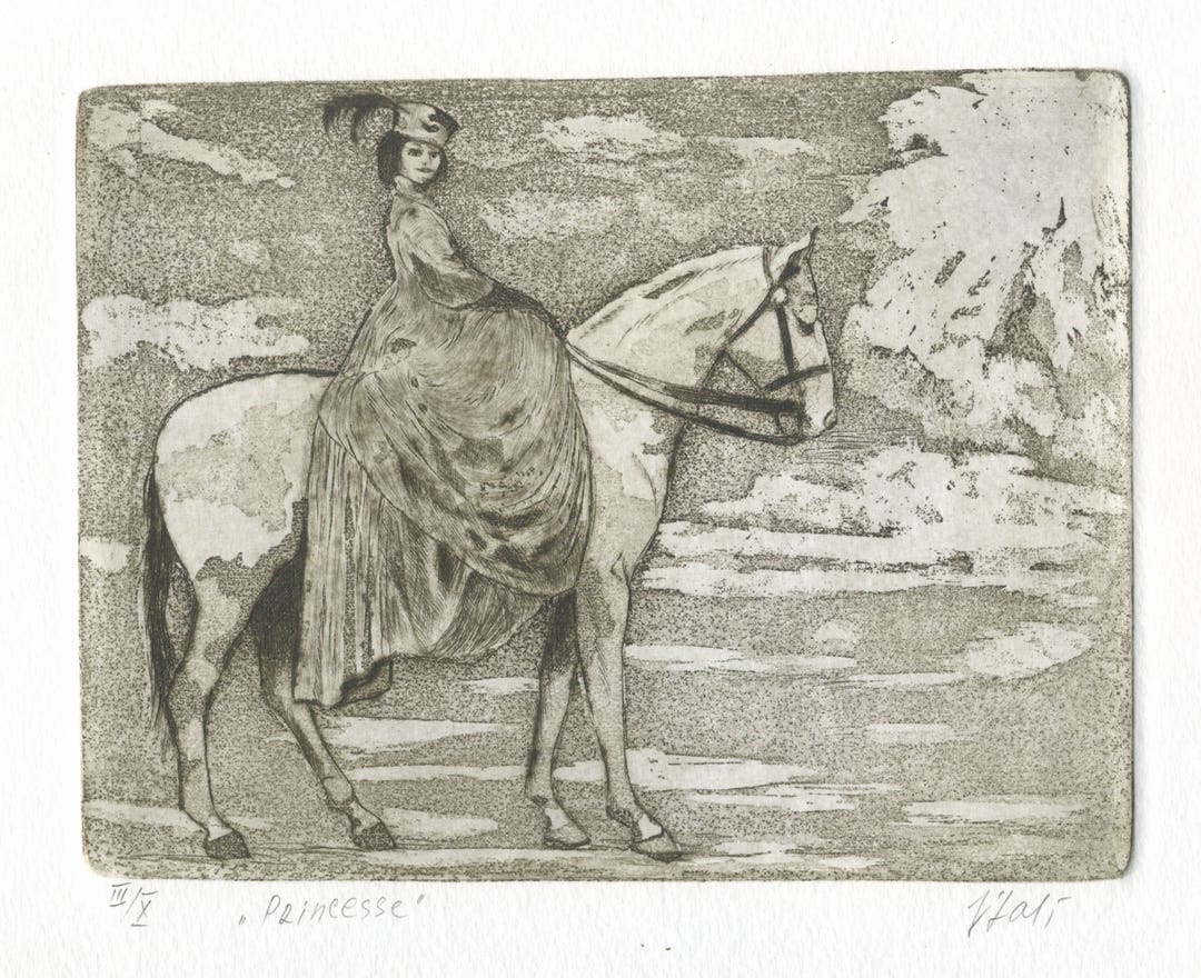 Original Etching "princess" - Etsy