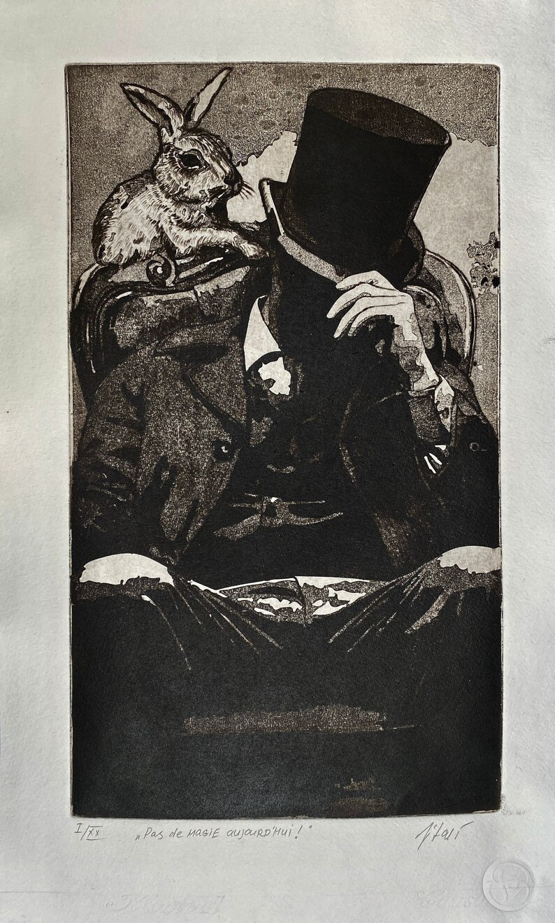 Original Etching "no Magic Today". Printmaking - Etsy