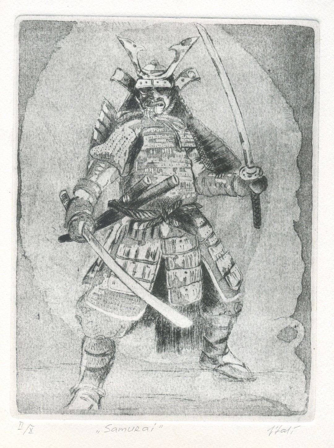 Original Engraving samurai,samouraï,japan Samurai,samurai Armor,katana ...