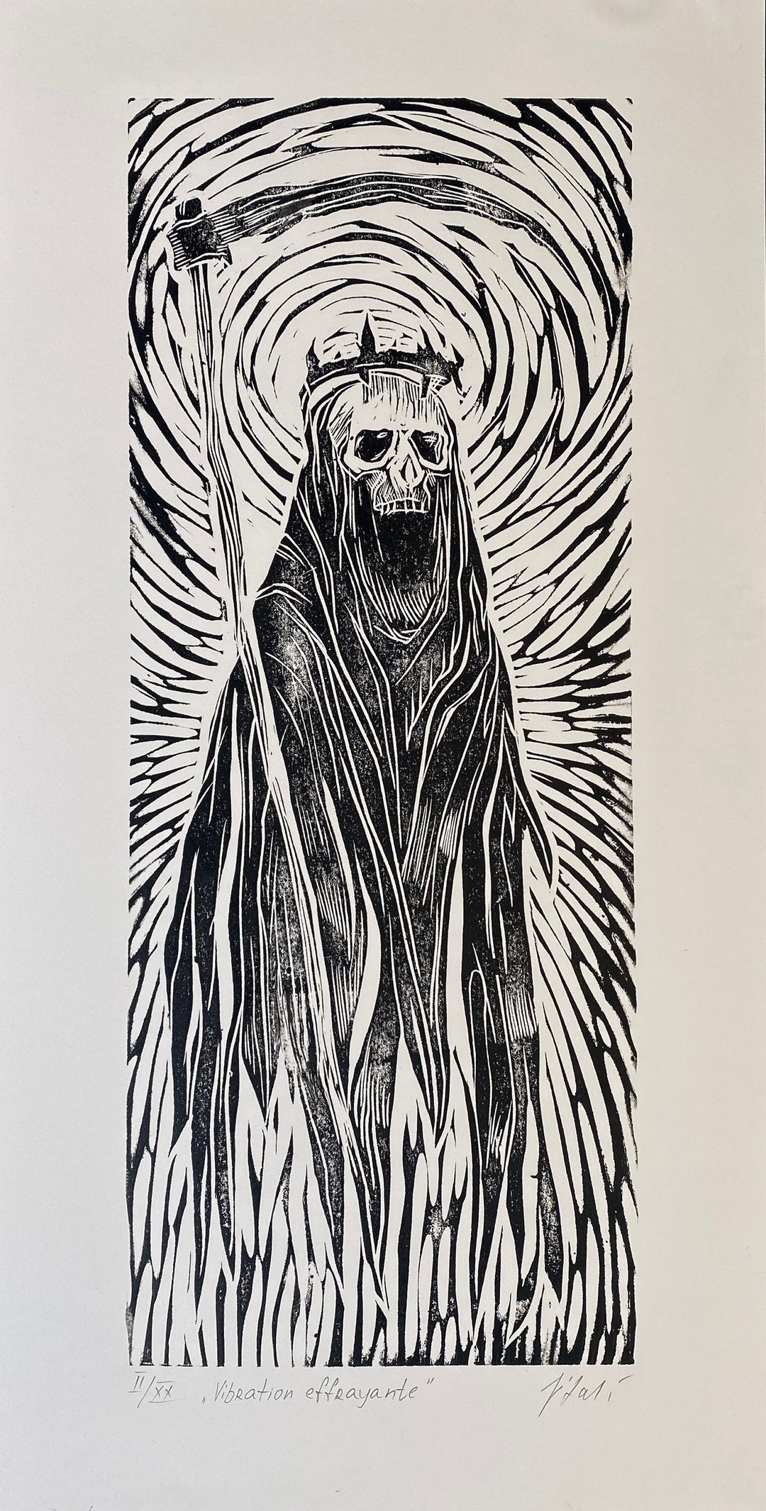 Original Linocut Print "scary Vibration". Hand-pulled, Numbered and ...