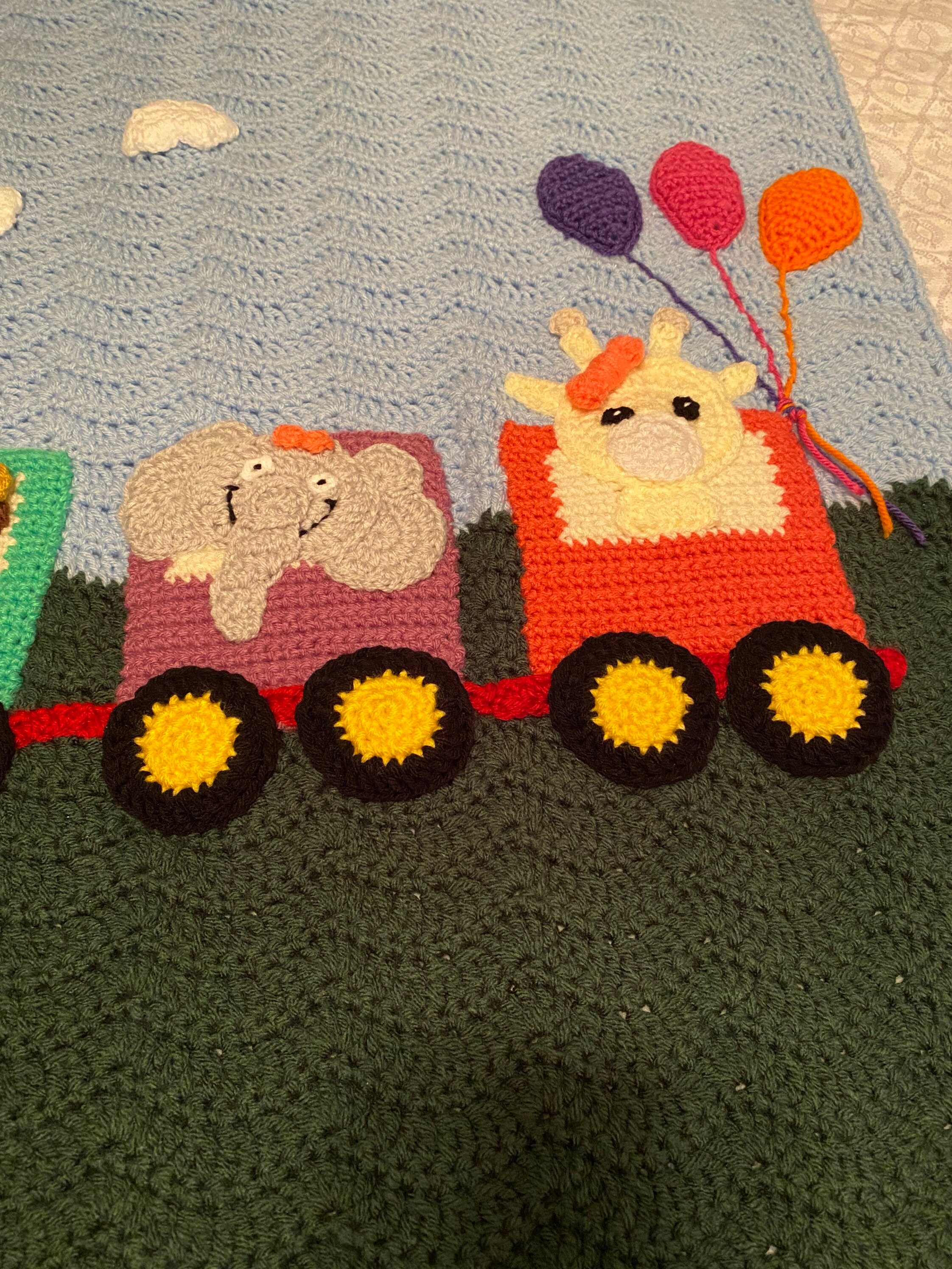 Afghan, Crocheted Afghan, Train Afghan, Circus Train Afghan - Etsy