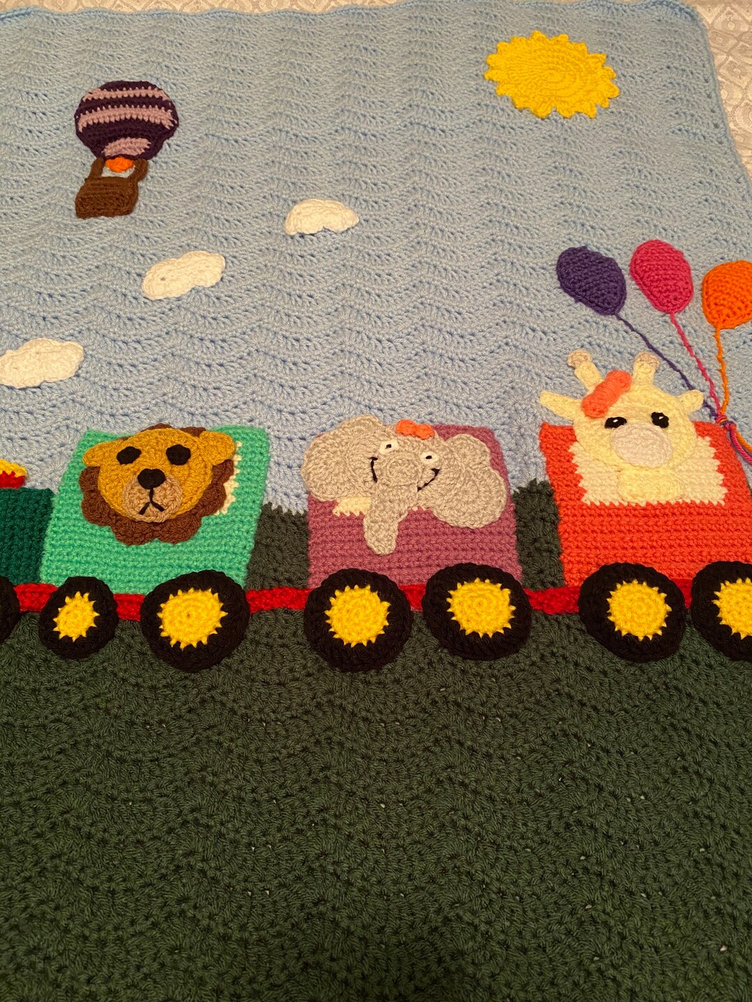 Afghan, Crocheted Afghan, Train Afghan, Circus Train Afghan - Etsy