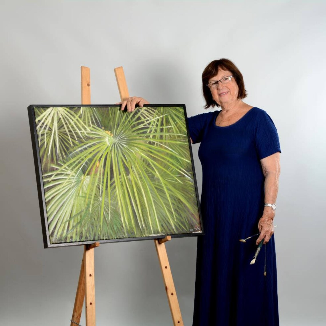 Glass Art, Green Wall Art, Glass Art Print, Oil Painting on Glass, Palm ...