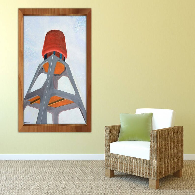 Water Towers, Acrylic Artwork, Unique Office Gifts , Urban Landscape ...
