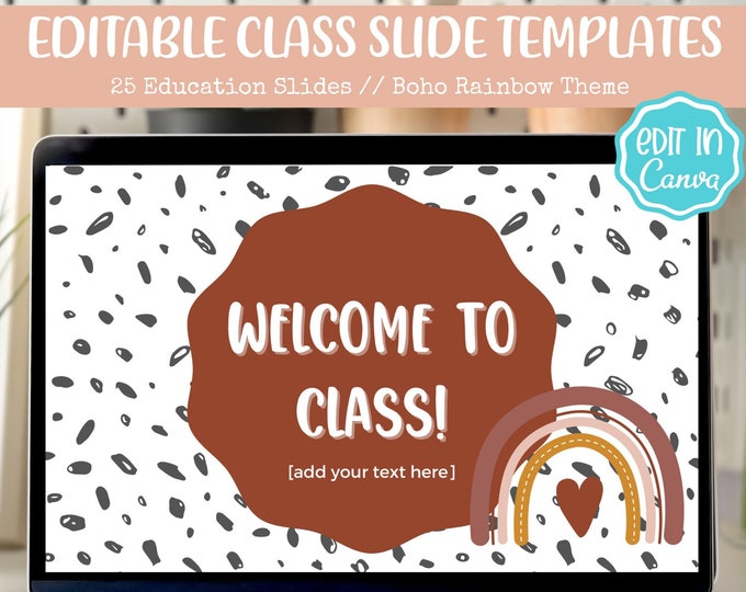 Editable Boho Classroom Slides | Canva Template for Teachers | Daily ...