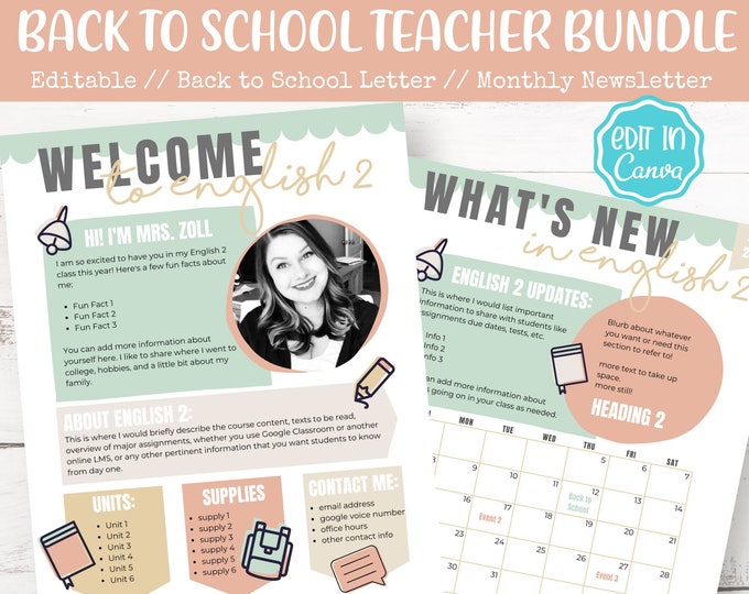 Editable Meet the Teacher Letter & Newsletter | Canva Template | Back ...