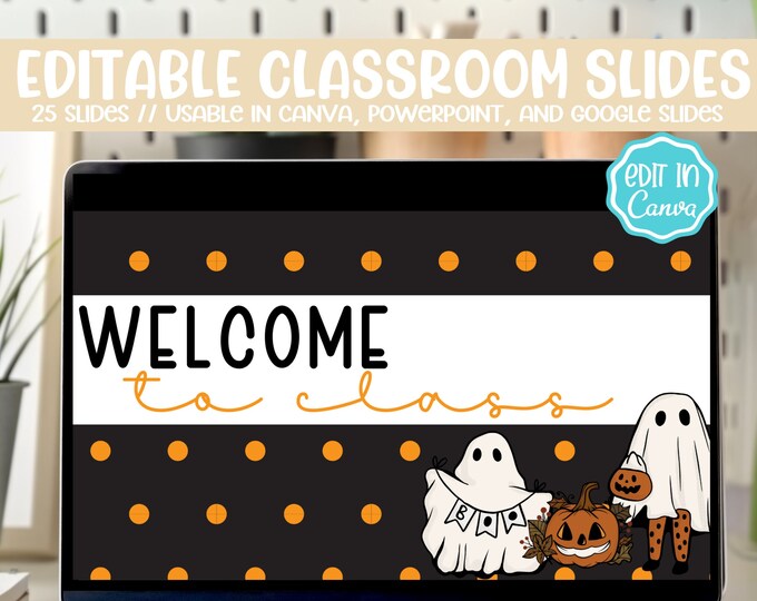 EDITABLE Halloween Classroom Slides Template | Ghost Theme | Teacher ...
