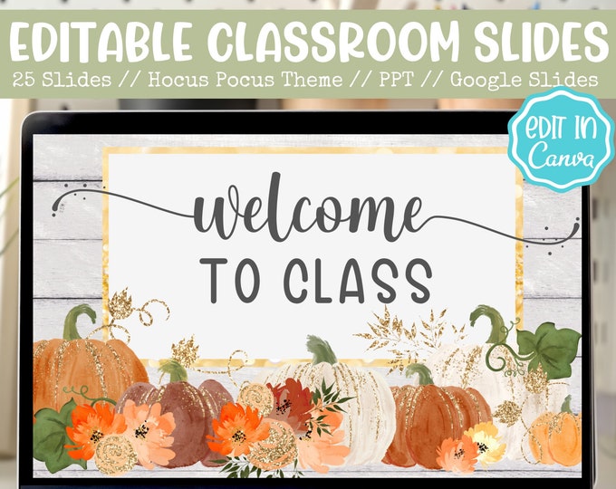 EDITABLE Classroom Slides Template | Pumpkin Theme | Teacher Resources ...