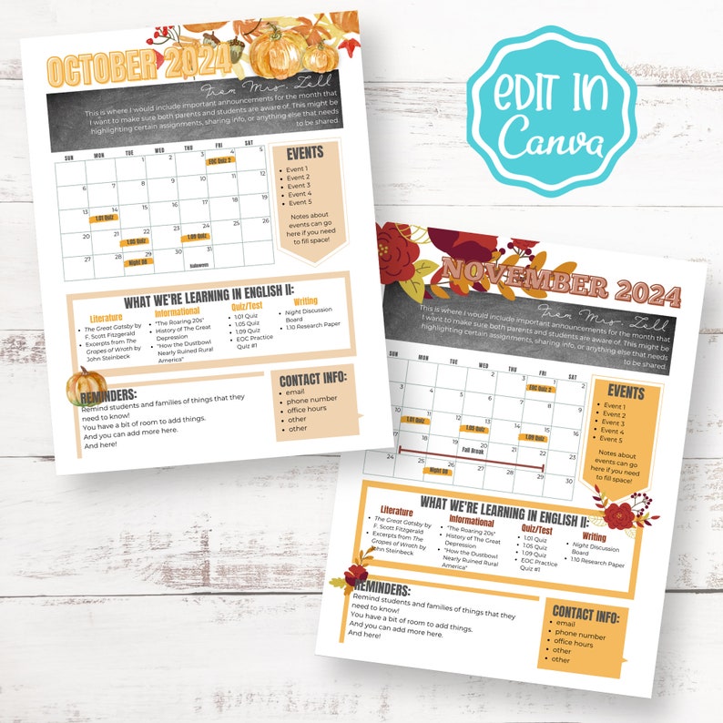 EDITABLE 2024-2025 Classroom Newsletter Template Bundle Back to School ...