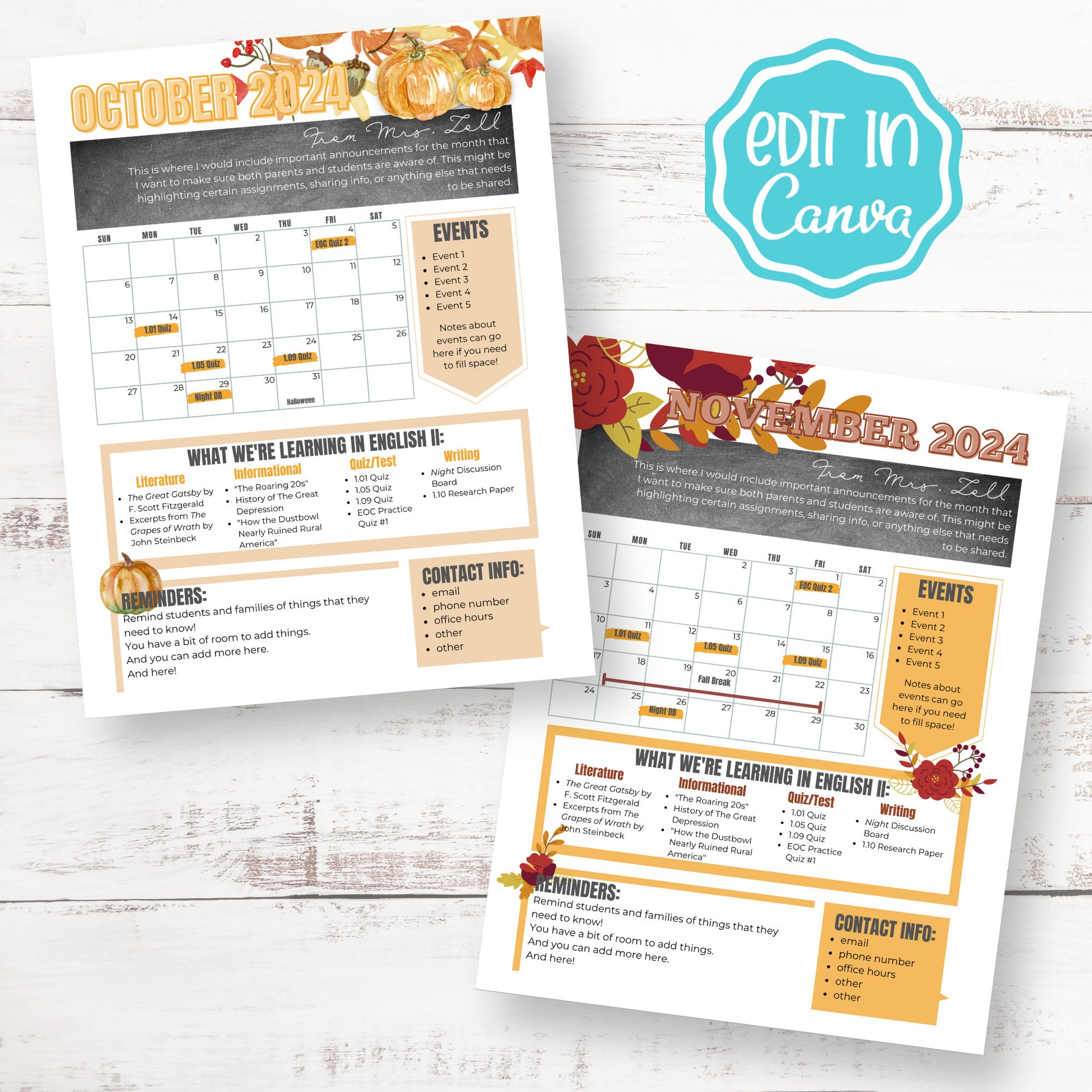 EDITABLE 2024-2025 Classroom Newsletter Template Bundle Back to School ...