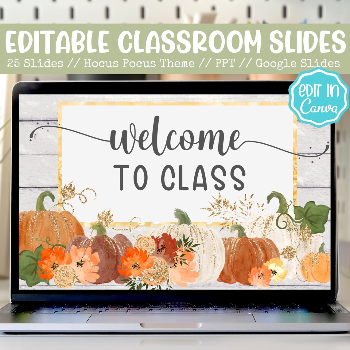 EDITABLE Classroom Slides Template Pumpkin Theme Teacher Resources ...