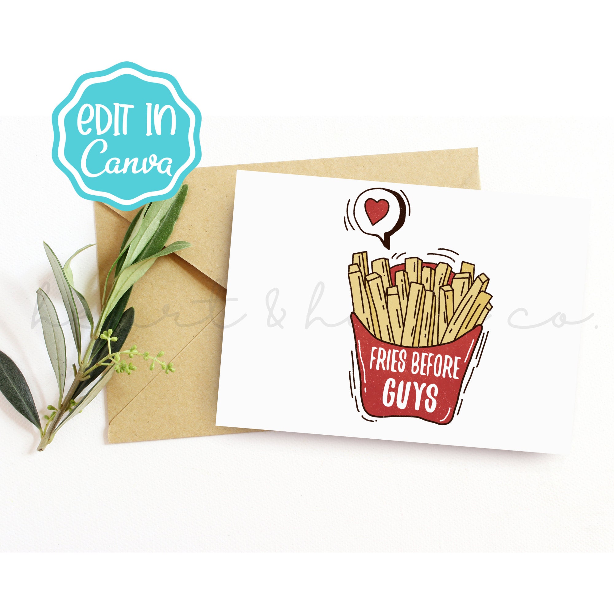 Funny Valentines Day Card for Her Fries Before Guys Galentines Day Gift ...