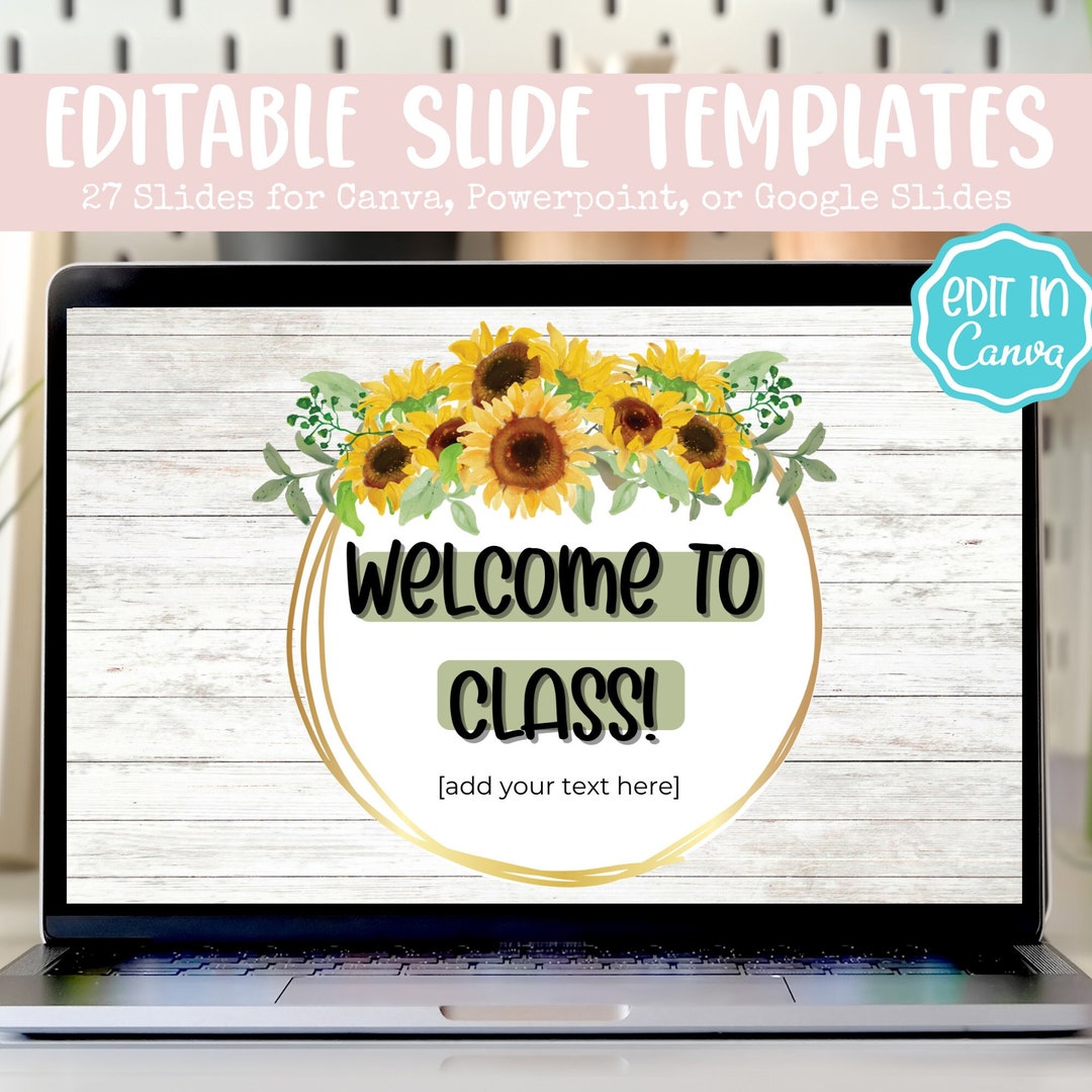 EDITABLE Slides Template | Rustic Sunflower | Elearning | Teacher ...
