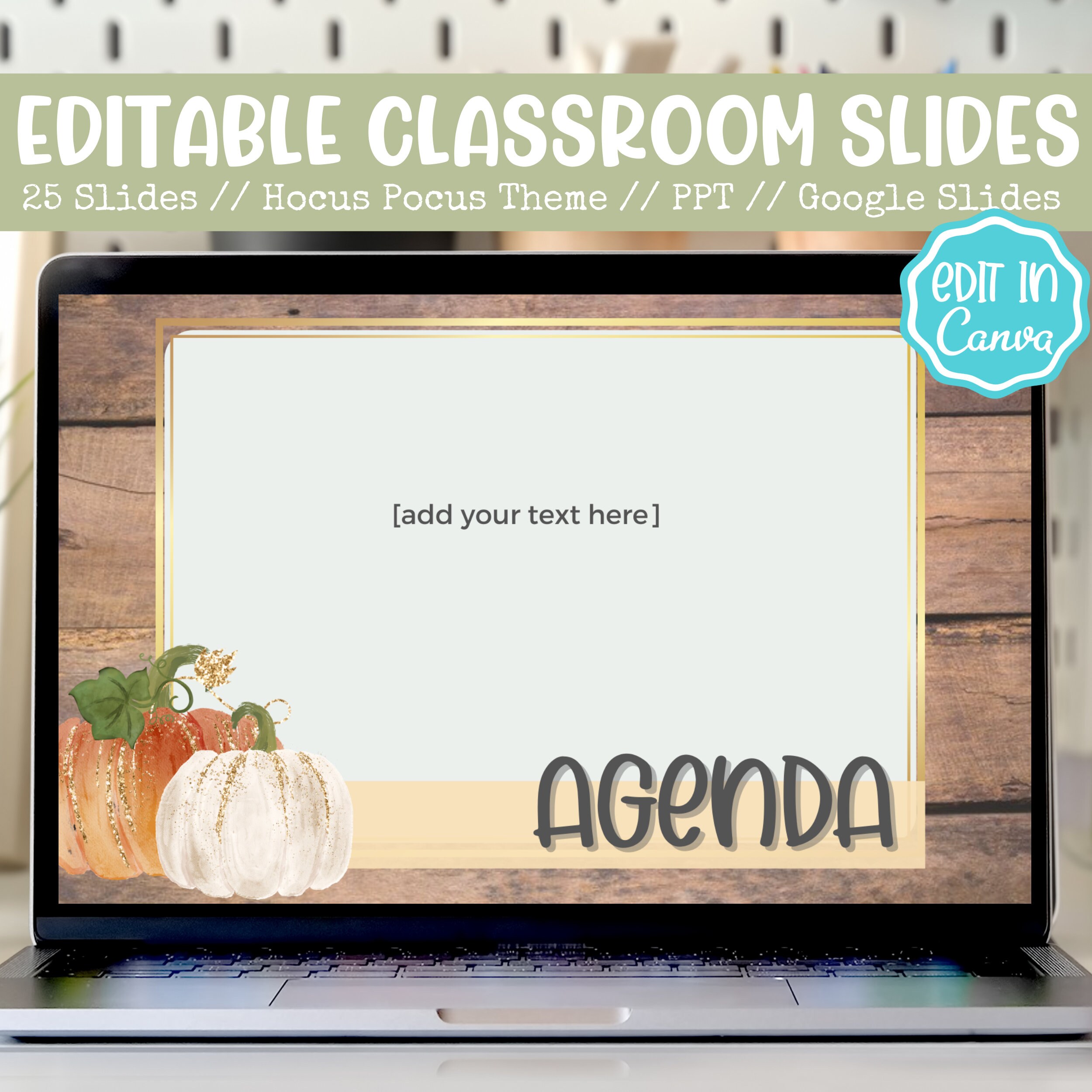 EDITABLE Classroom Slides Template | Pumpkin Theme | Teacher Resources ...