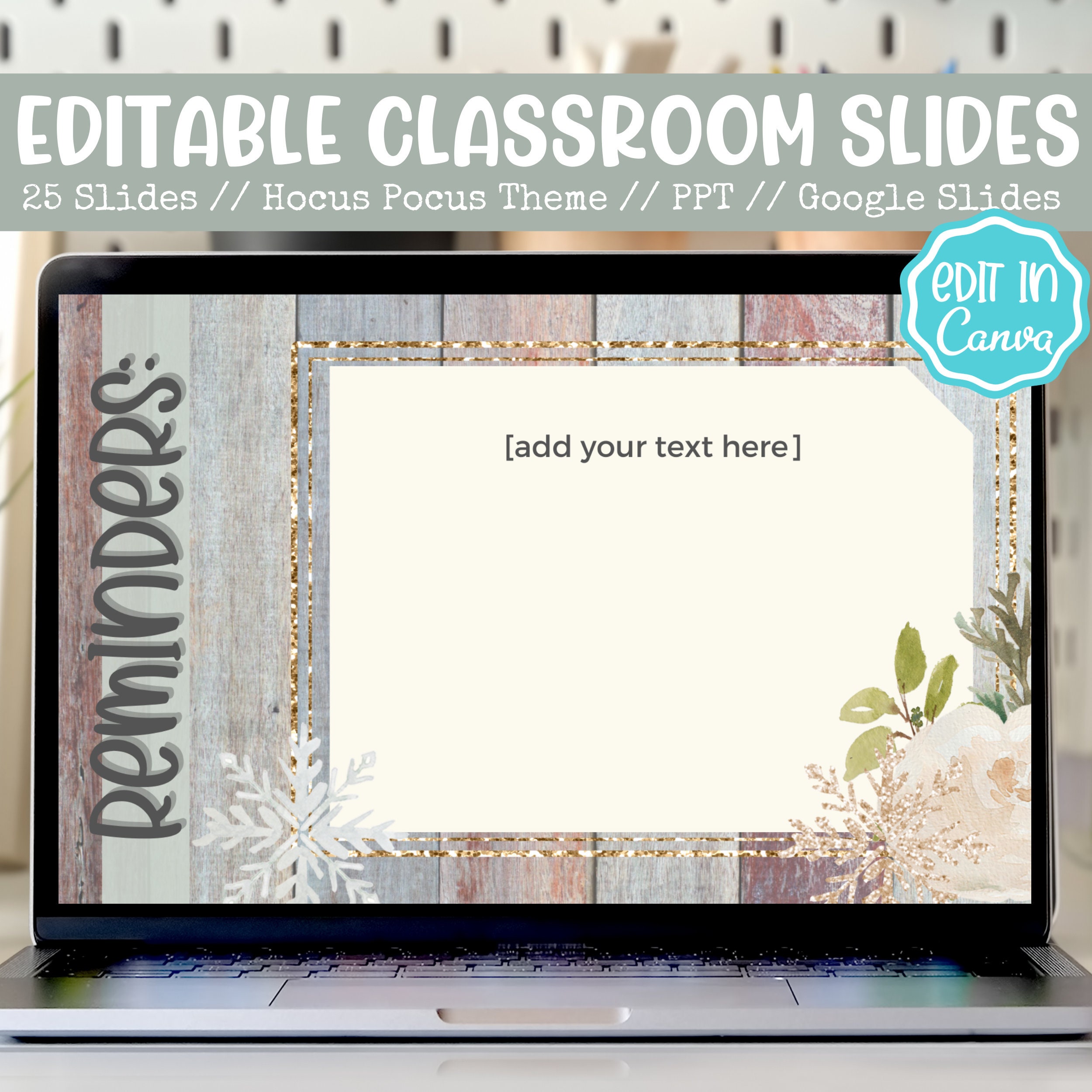 EDITABLE Classroom Slides Template | Winter Slides | Christmas ...