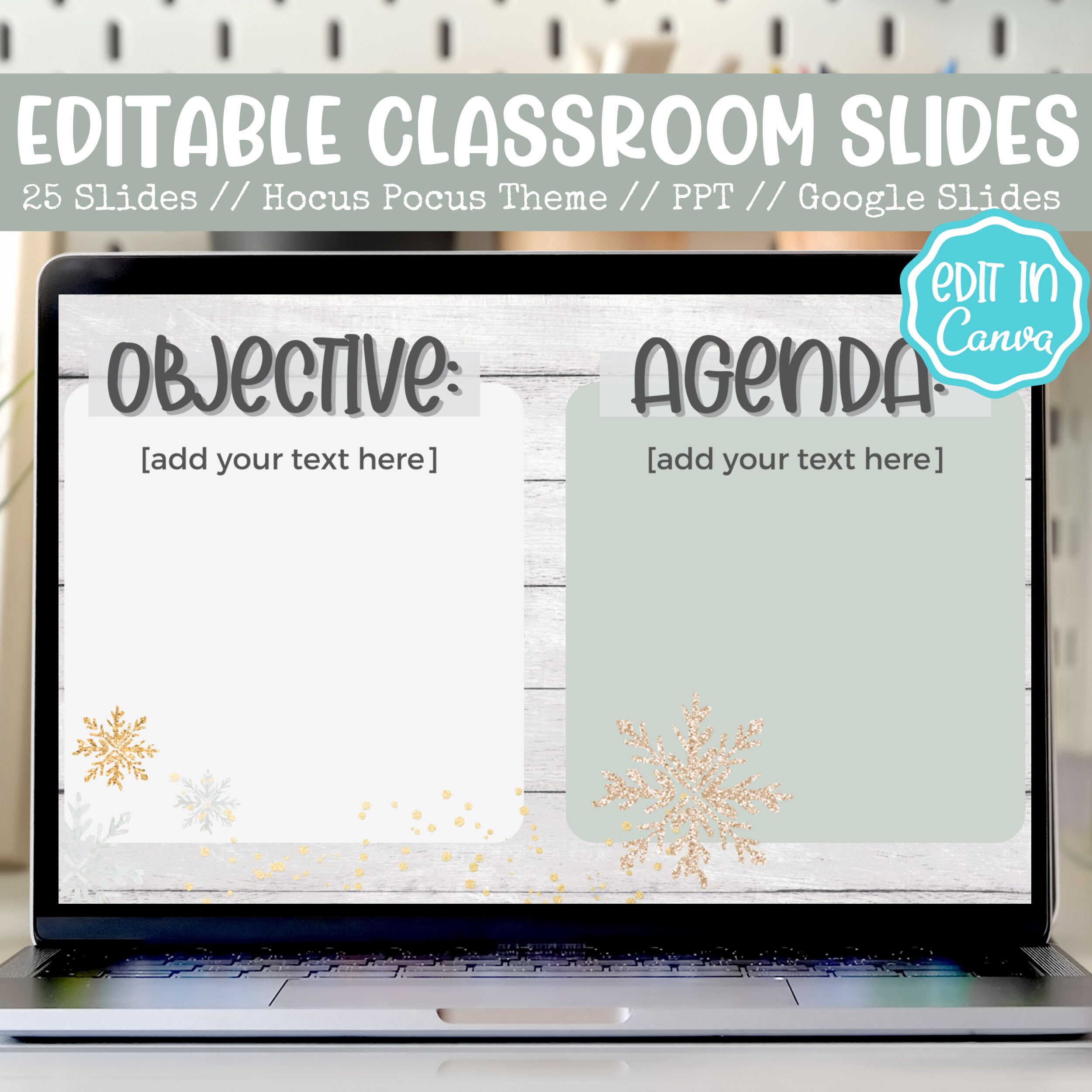 EDITABLE Classroom Slides Template Winter Slides Christmas Powerpoint ...