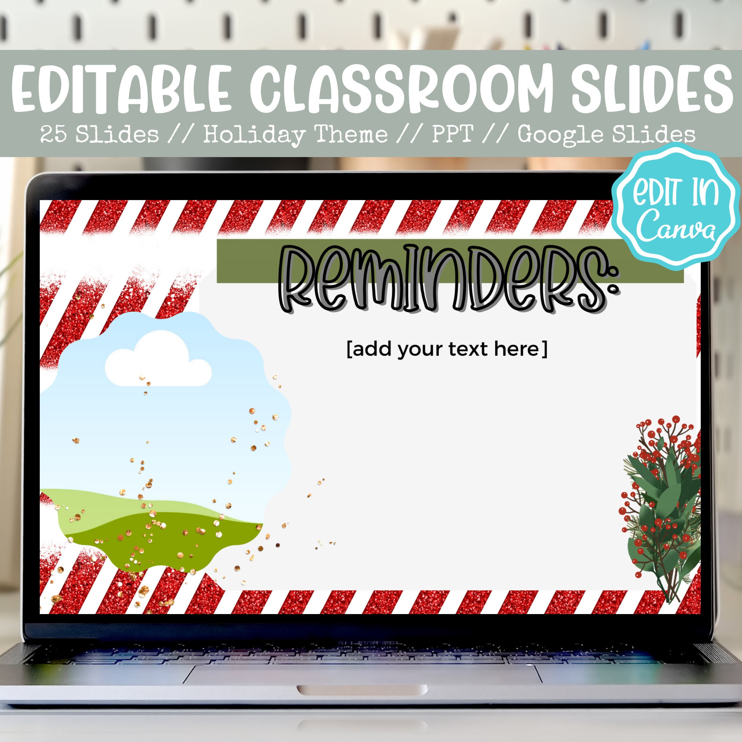 EDITABLE Classroom Slides Template Christmas Powerpoint Template ...