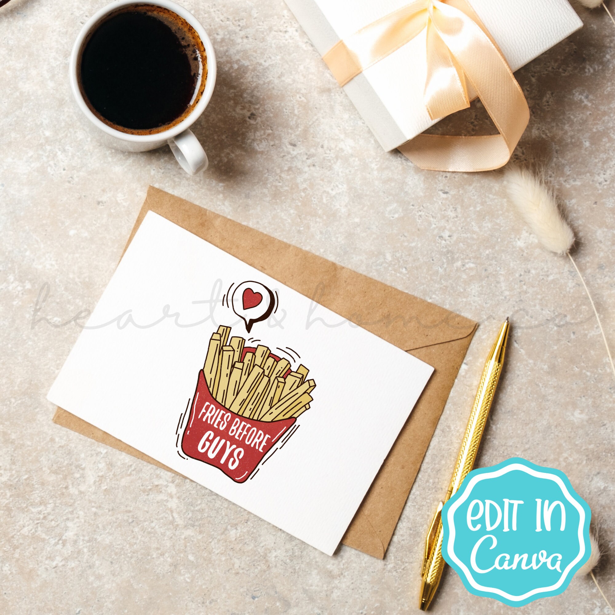 Funny Valentines Day Card for Her Fries Before Guys Galentines Day Gift ...