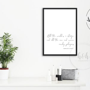 All the World's a Stage Printable Wall Art | William Shakespeare Quote ...