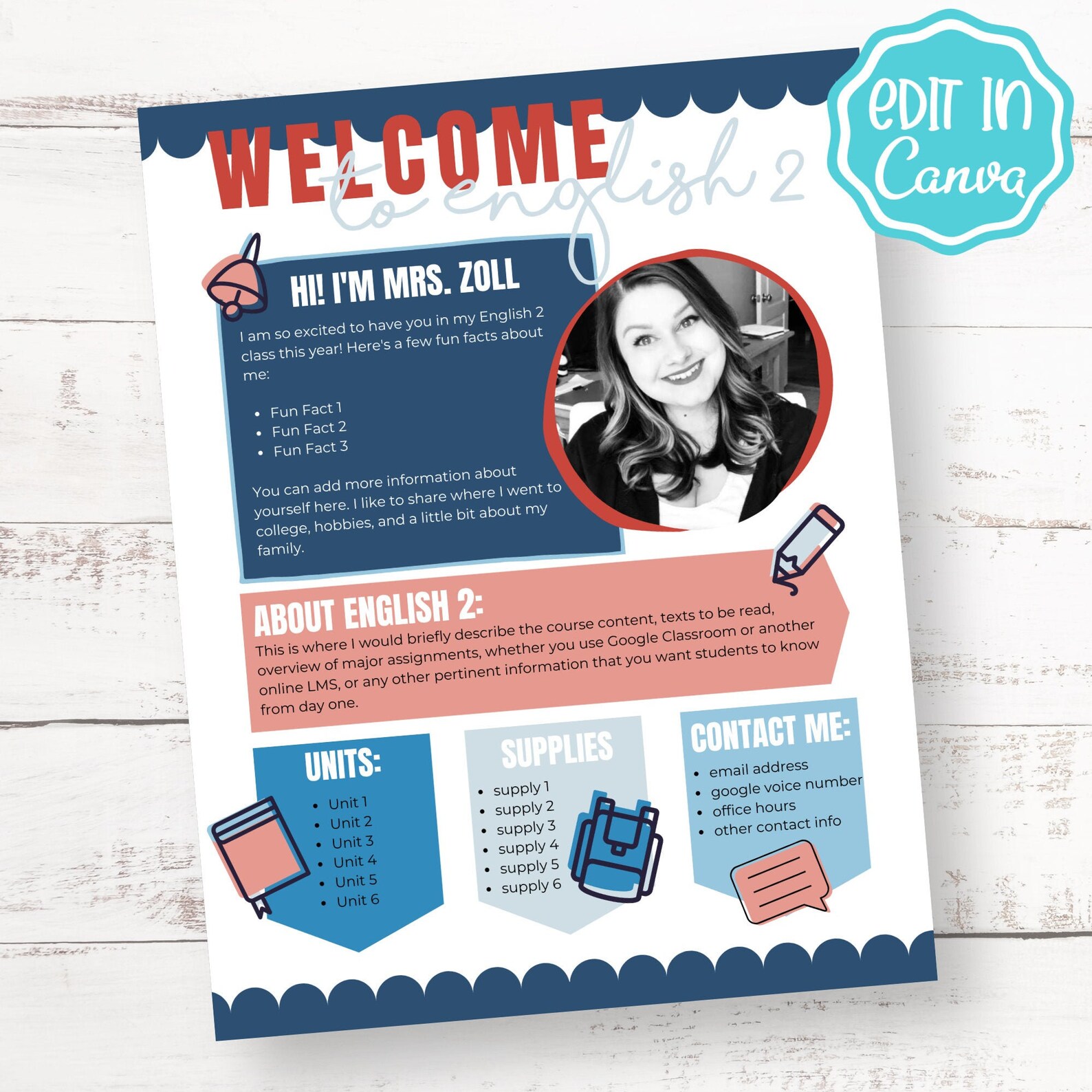 EDITABLE Welcome to Class Template Syllabus Template Back to School ...