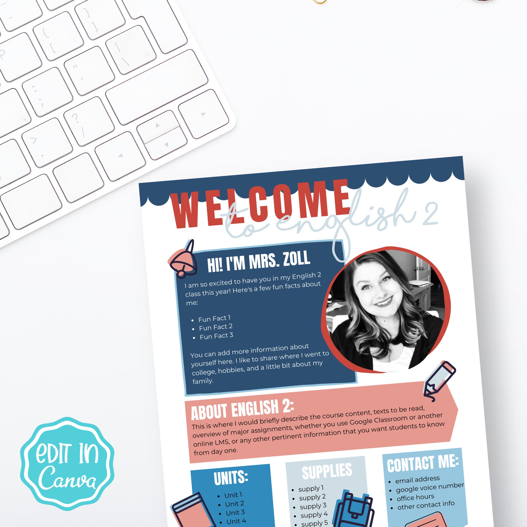 EDITABLE Welcome to Class Template Syllabus Template Back to School ...